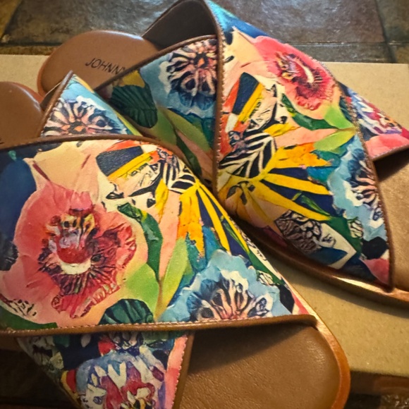 Johnny Was | Shoes | Johnny Was Layla X Band Leather Flat Tropical ...